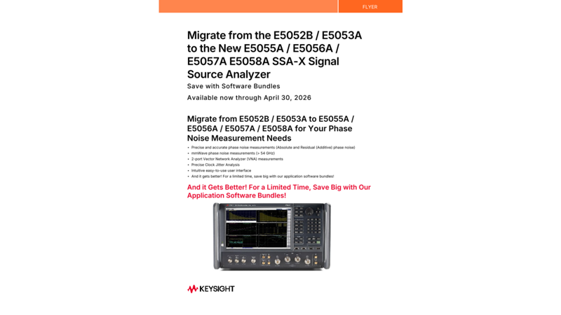 E5052B Signal Source Analyzer (SSA) | Keysight